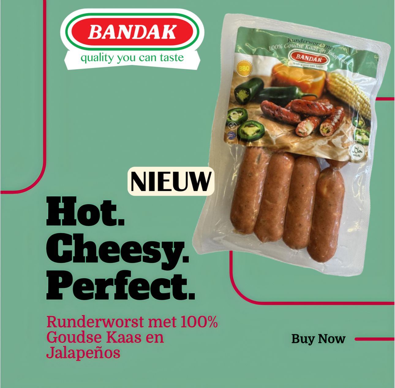 Bandak Jalapenos Kaas Sausage | Meat & Eat | Dé Online Halal Slager