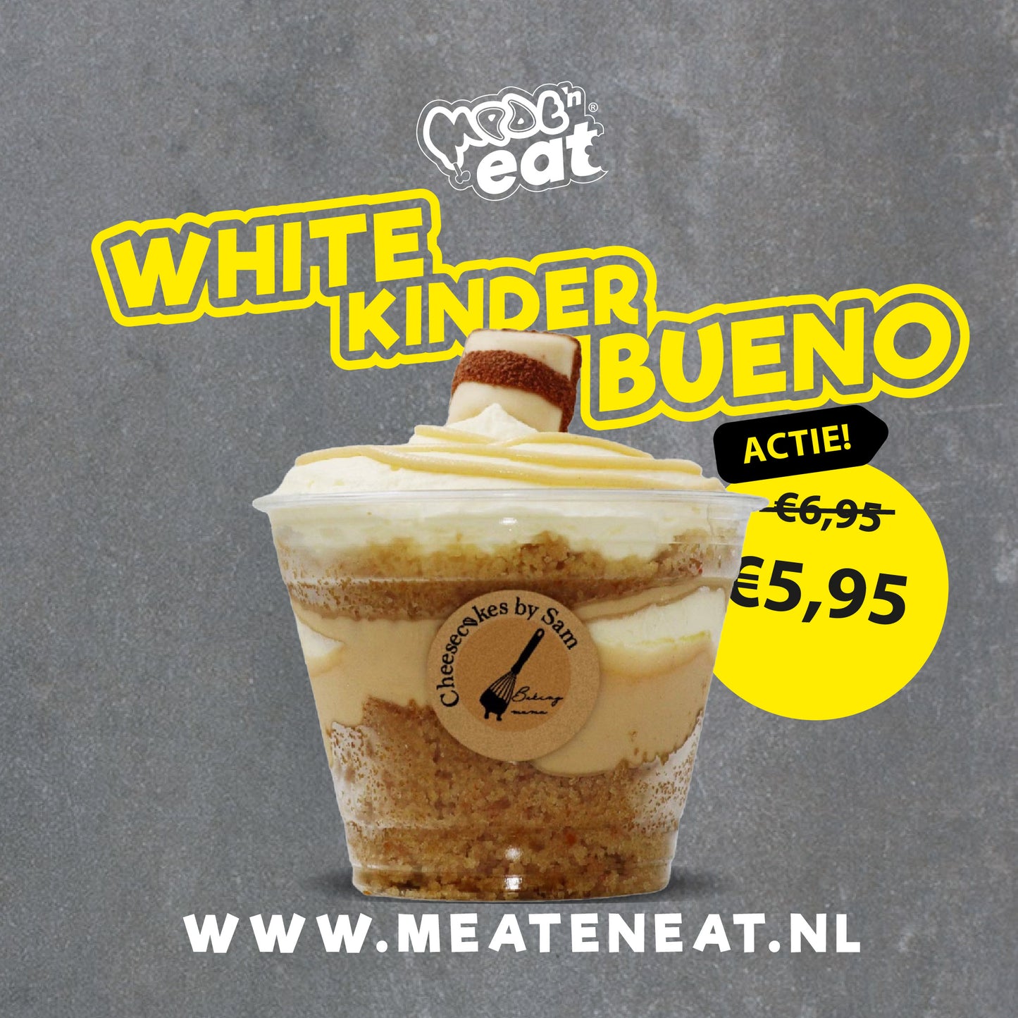 White Kinder Bueno Cheesecake Jar by Sam | Meat & Eat | Dé Online Halal Slager